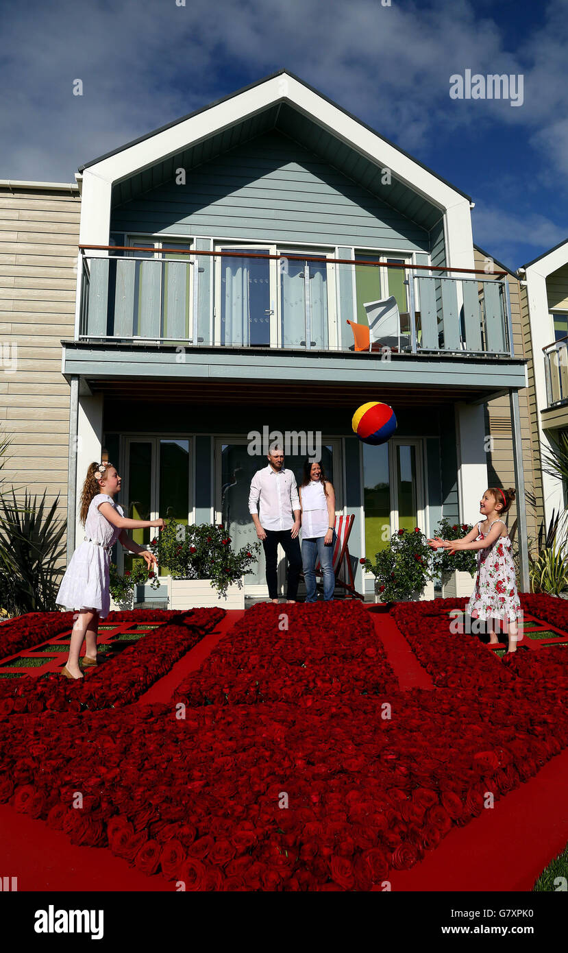 (Left to right) Sienna Perkins, aged 8, Steve Perkins, Jo Perkins, and ...