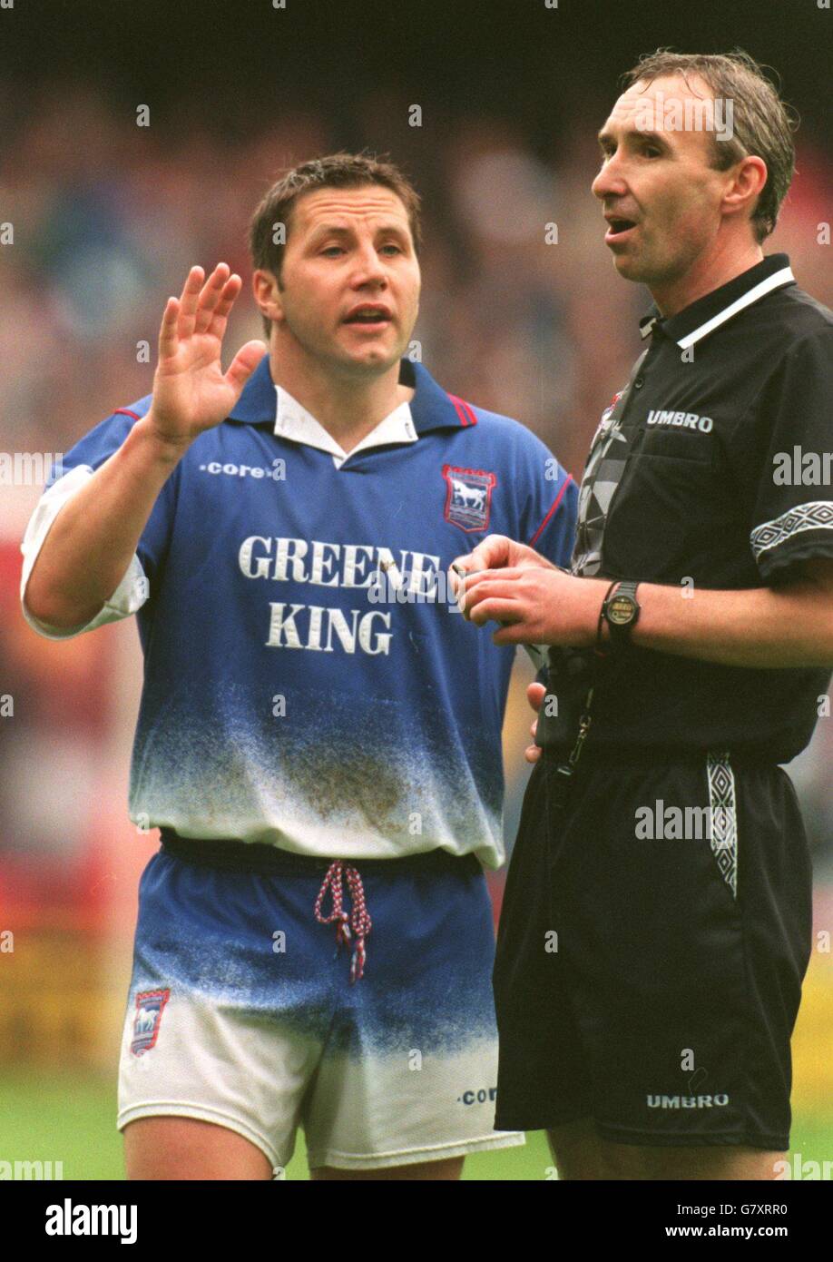 Ipswich town has a quick word with referee roy pearson hi-res stock ...