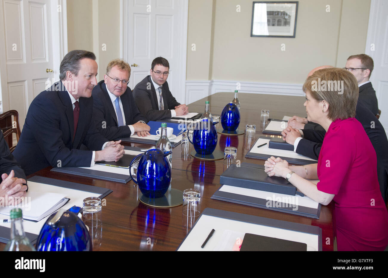 Prime Minister David Cameron (left) meeting Scottish First Minister ...