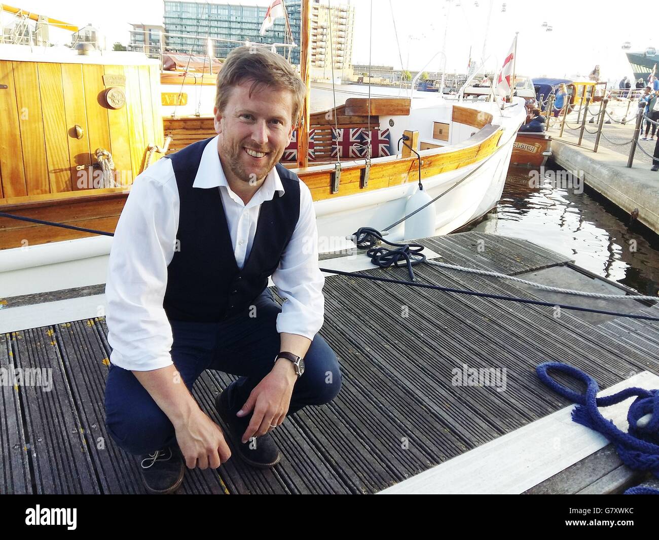 Joe radmore in front of his boat the silver queen hi-res stock ...