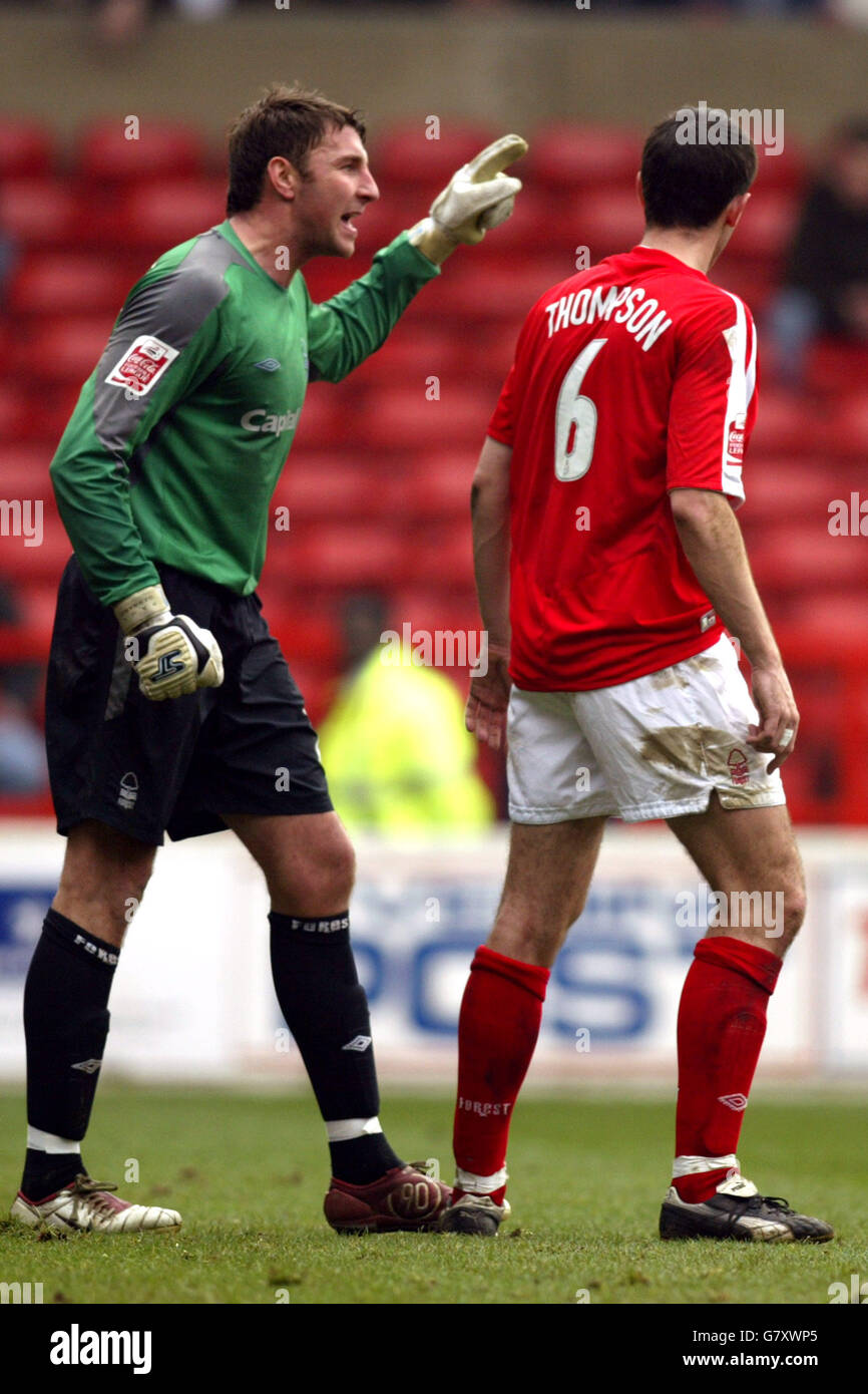 Nottingham forests john thompson gets mouthfull from goalkeeper paul ...