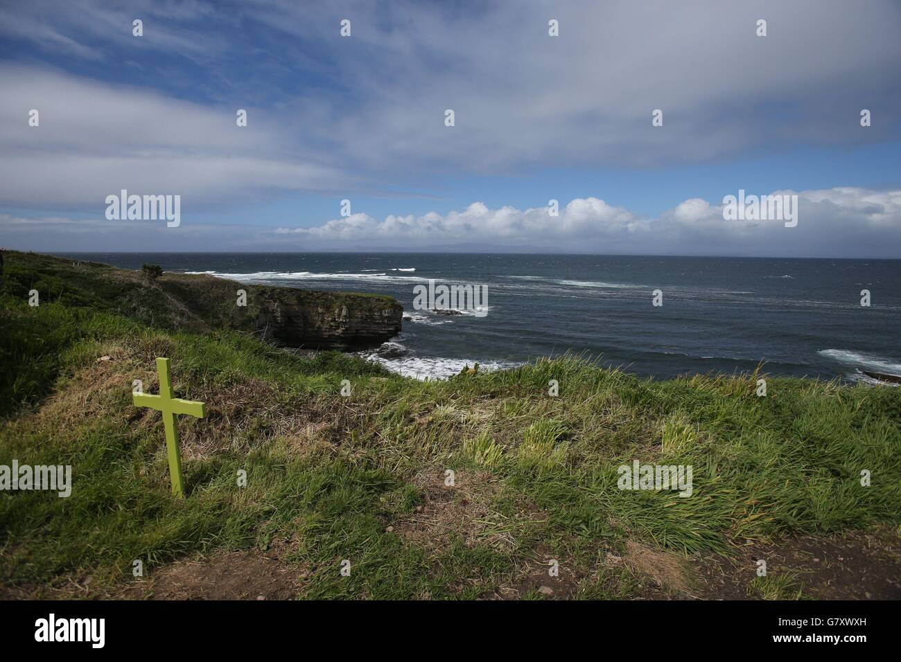 A cross in Mullaghmore Bay near to where Lord Mountbatten's boat was ...