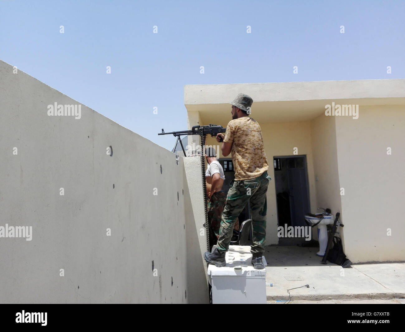 Fallujah. 26th June, 2016. Two Iraqi army soldiers are seen in Fallujah ...