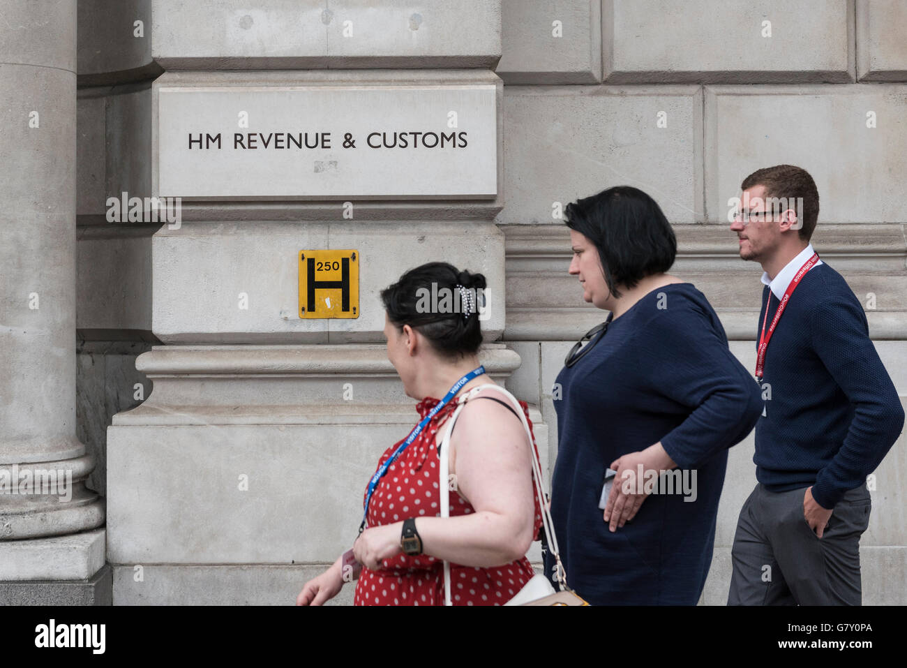 London, UK. 27 June 2016. Members of the public walk by the HM Revenue ...