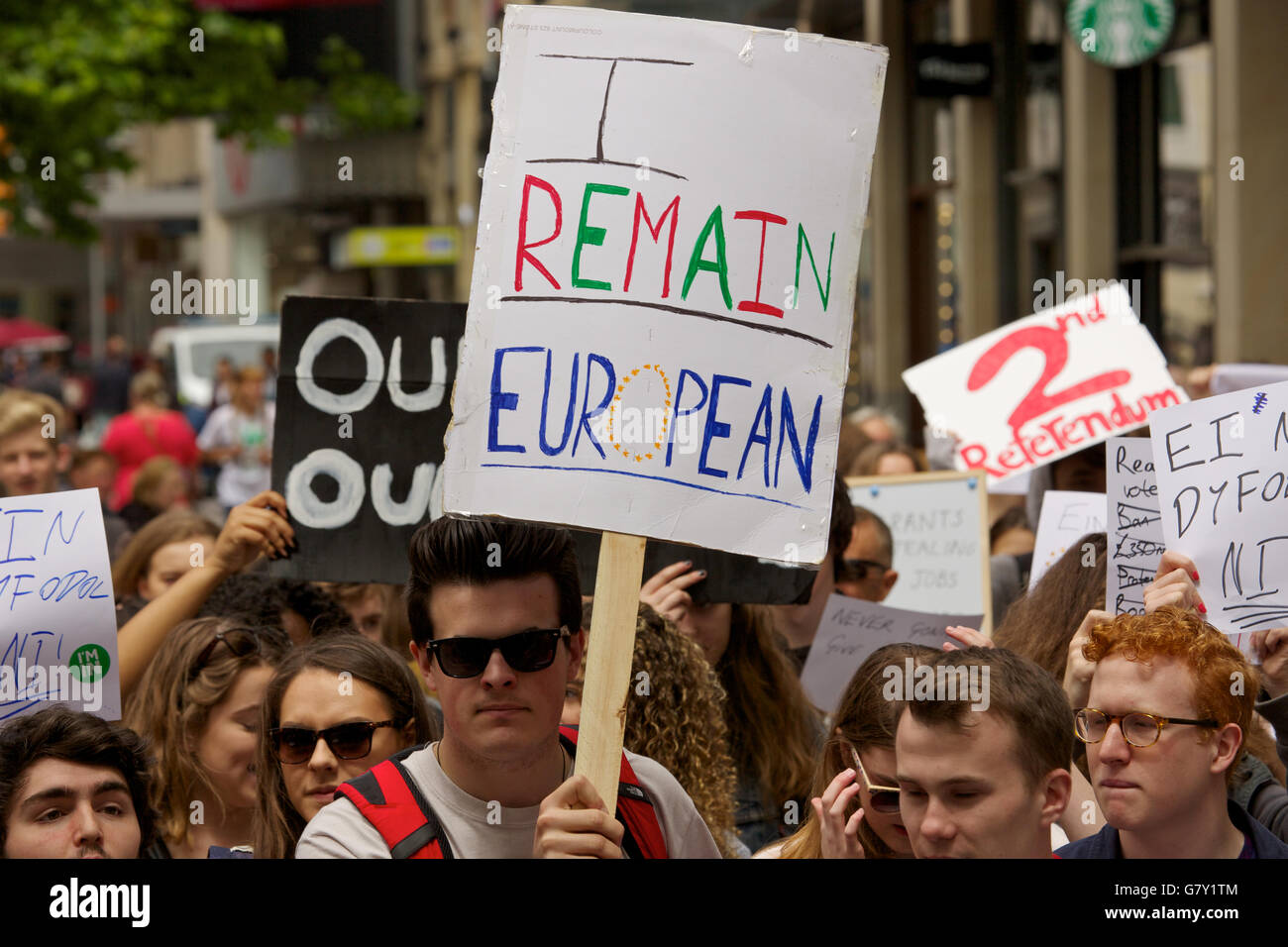 Cardiff, Wales, UK. 27th June 2016. College and sixth form students ...