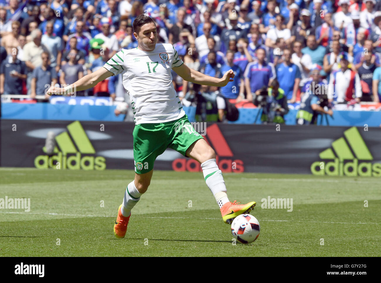 Lyon, France. 26th June, 2016. Stephen Ward of Ireland during the UEFA ...