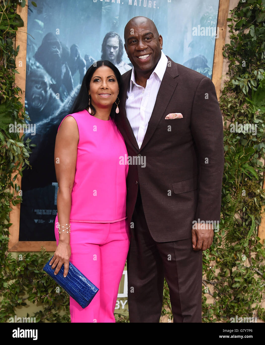Magic johnson earlitha kelly arrives hi-res stock photography and ...