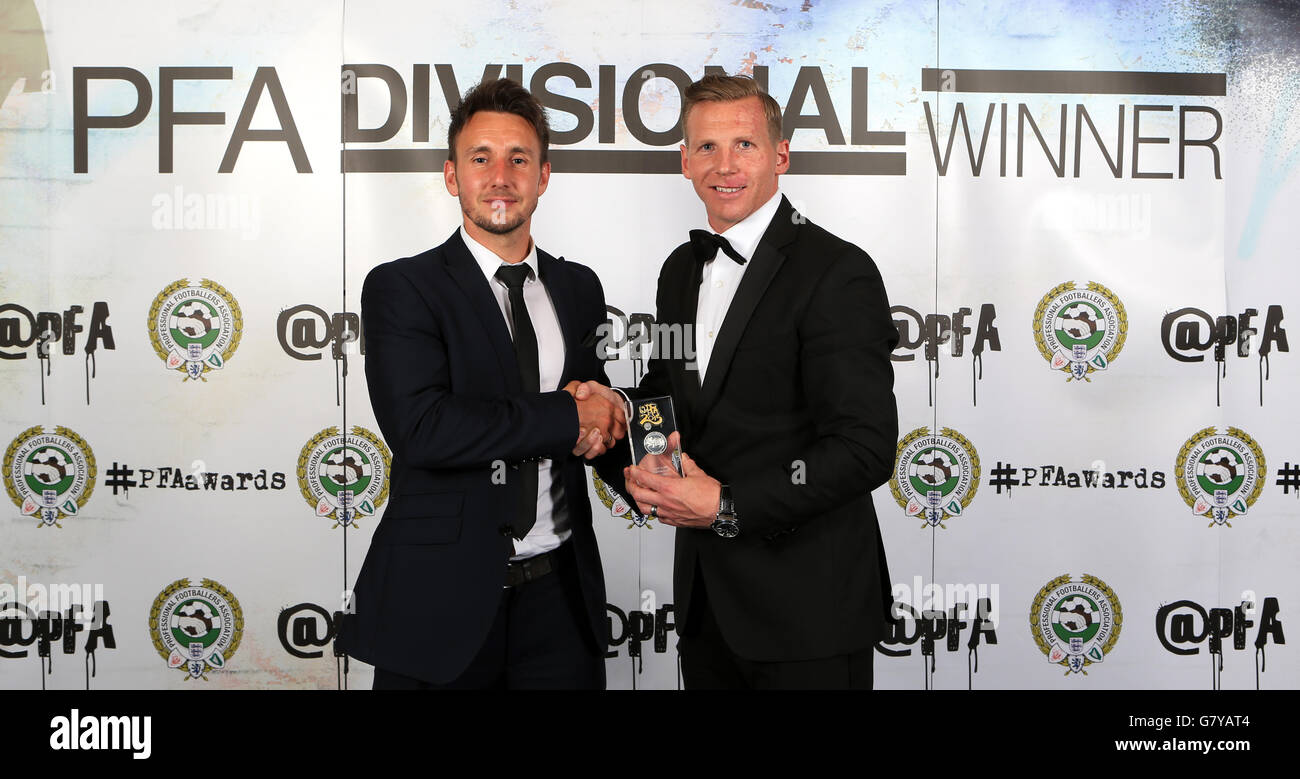 PFA Chairman Ritchie Humphreys (right) presents to Matt Tubbs who was ...