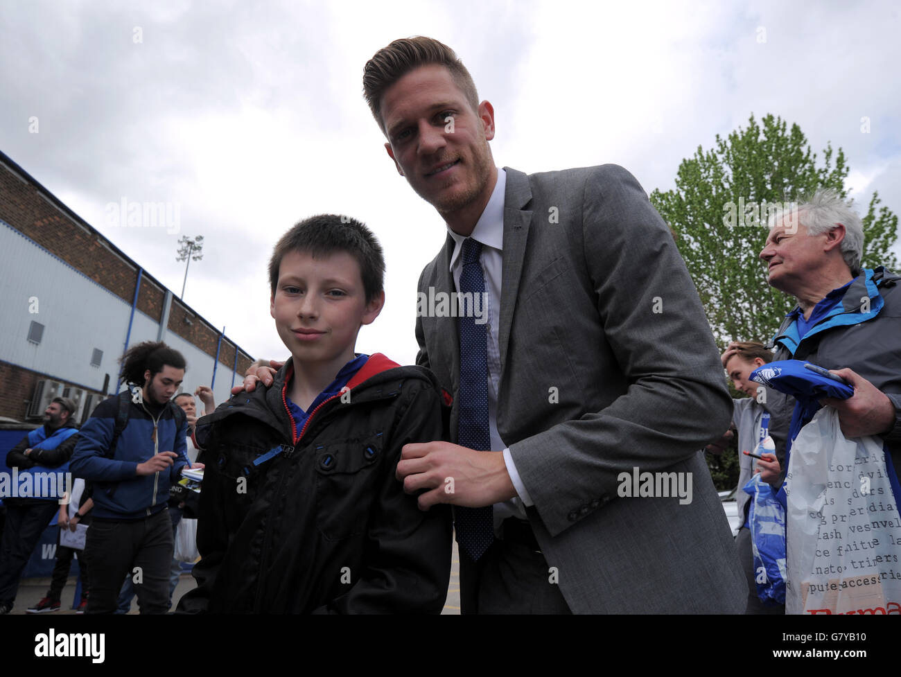 Birmingham City's Michael Morrison poses for pictures with fans before ...