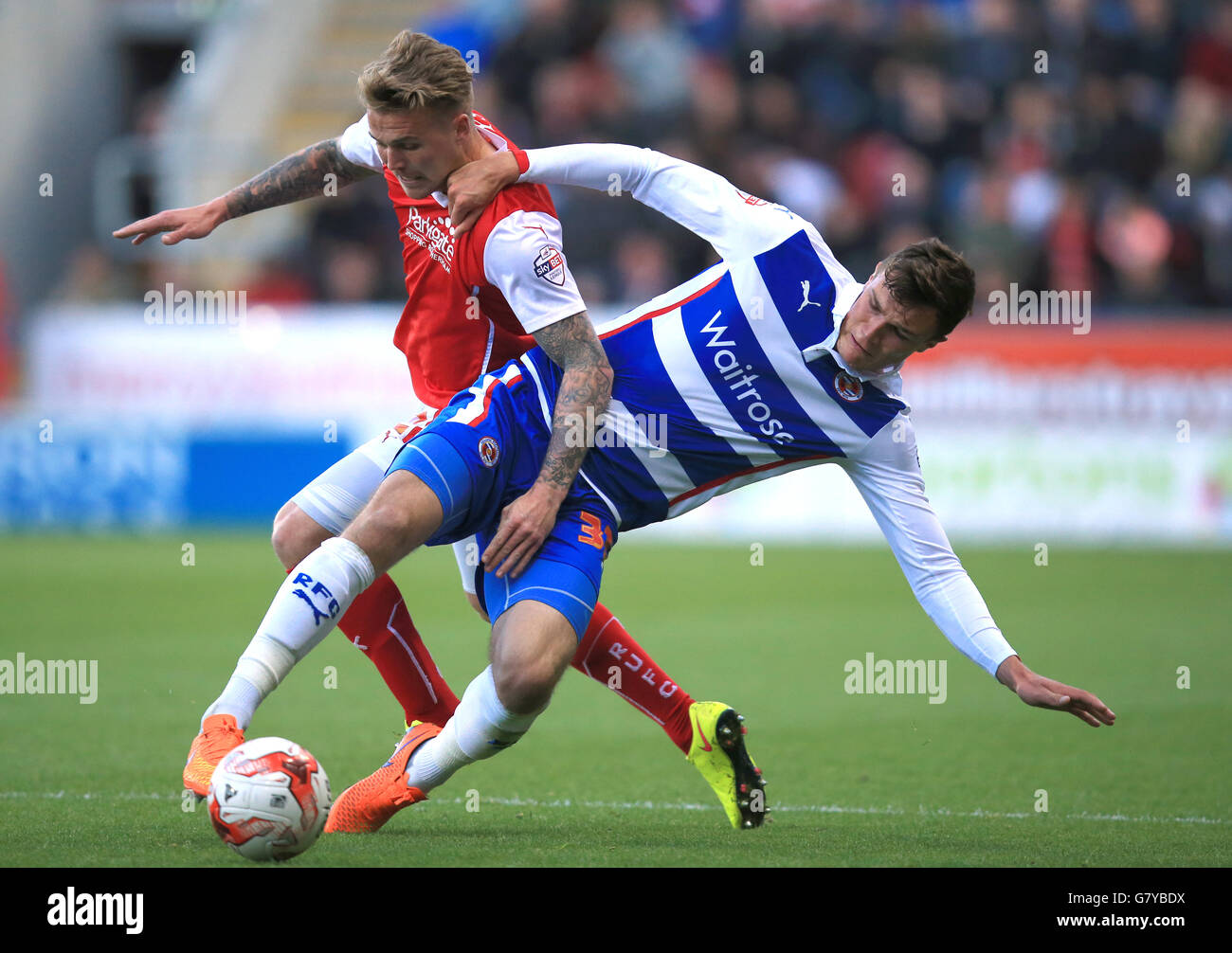 Rotherham United's Danny Ward and Reading's Jake Cooper in action Stock ...