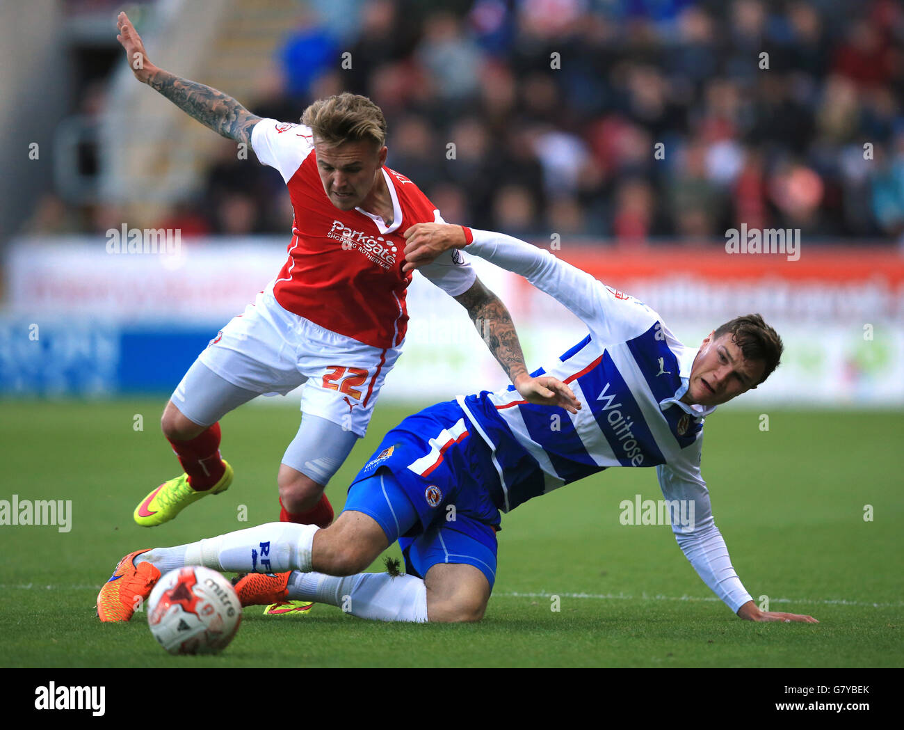 Rotherham United's Danny Ward and Reading's Jake Cooper in action Stock ...