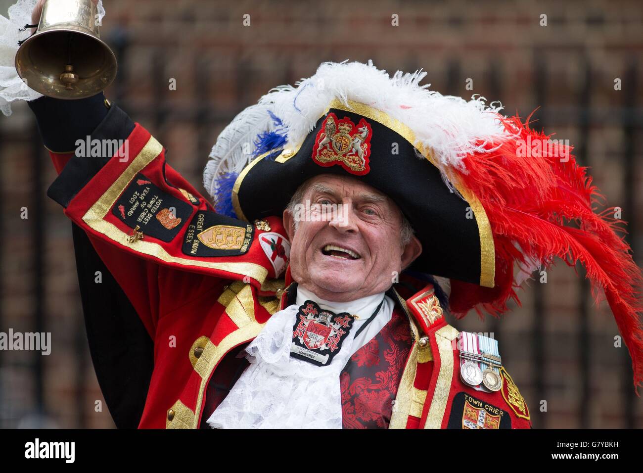 Town Crier Tony Appleton outside the Lindo Wing of St Mary's Hospital ...