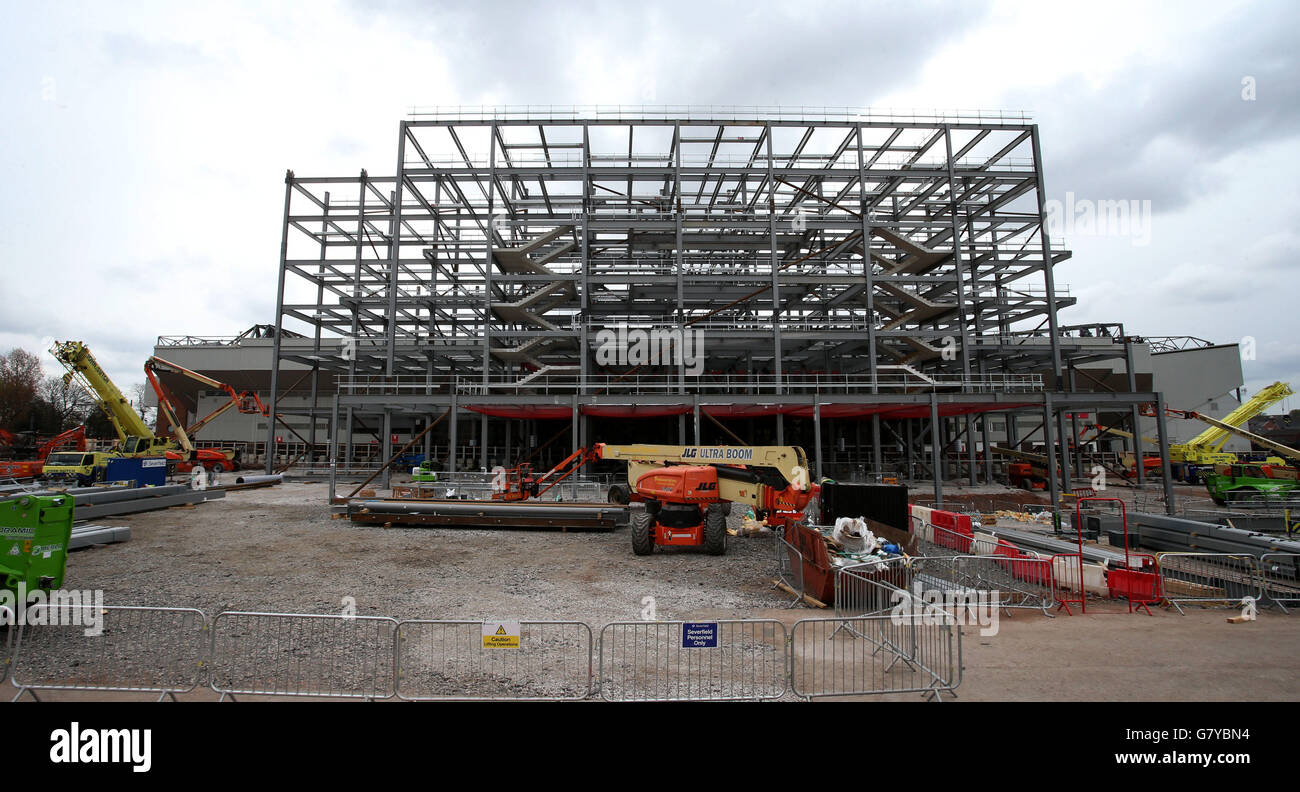 A view of the new main stand that is being built at Anfield, Liverpool ...