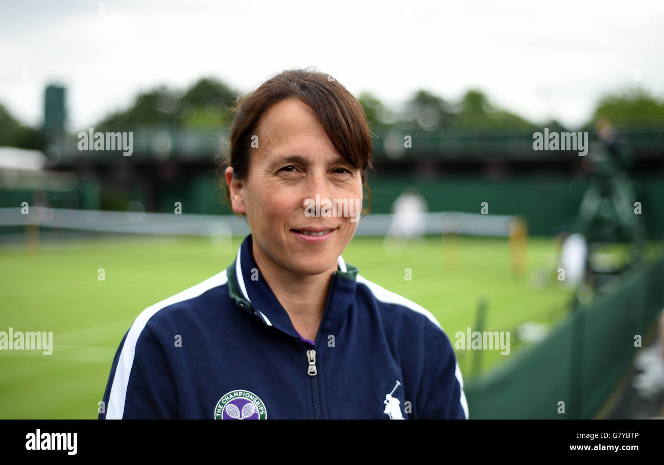 Wimbledon's head of ball boy training Sarah Goldson poses for a ...