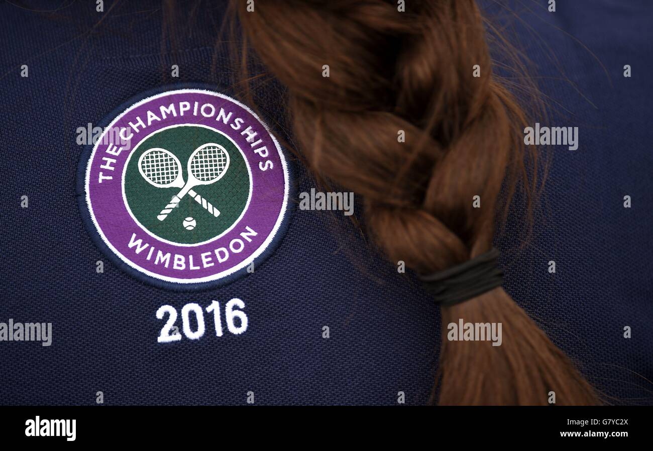 Detailed view of the emblem and badge for the Wimbledon Championships ...