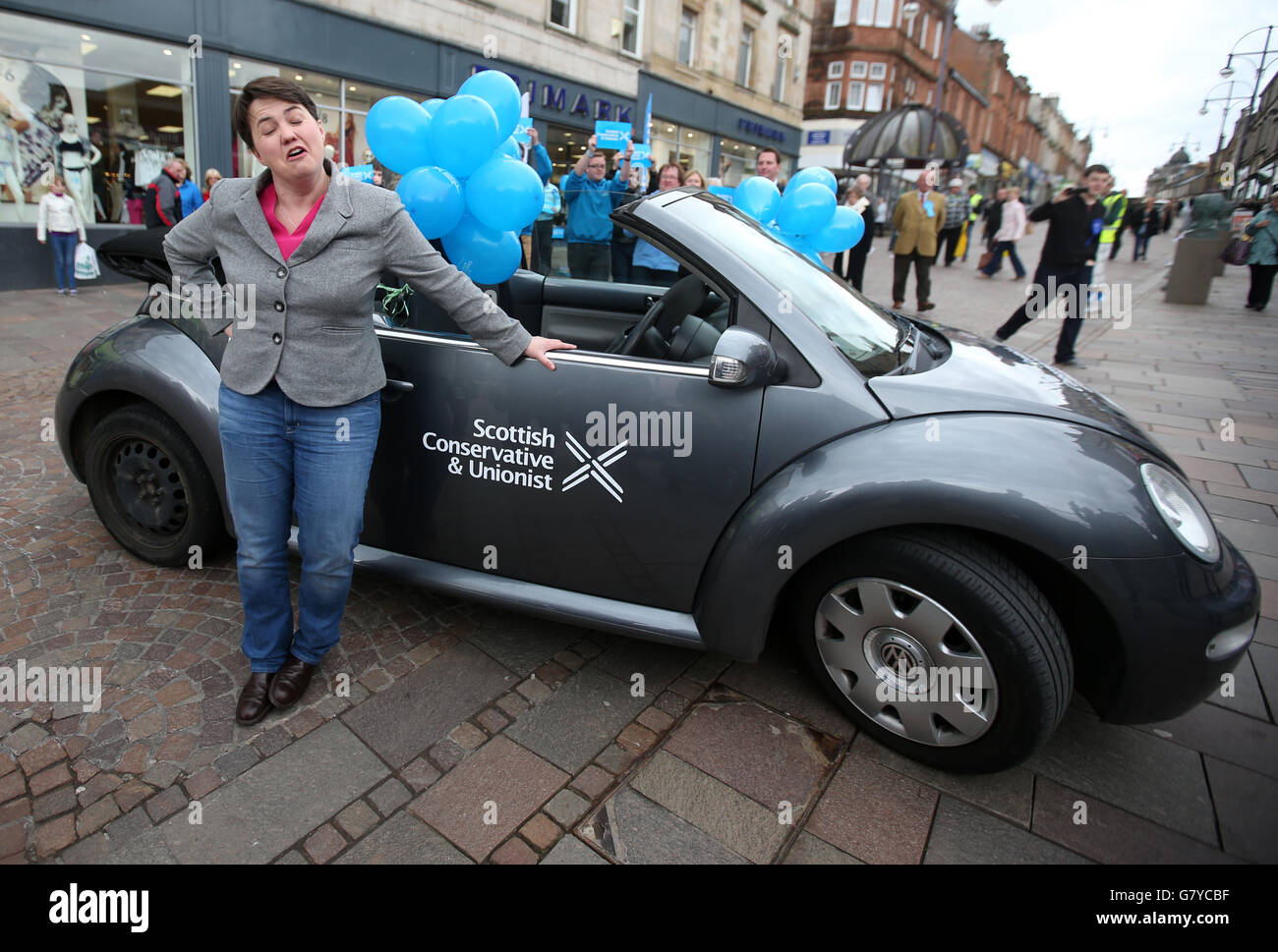 Scottish Conservative leader Ruth Davidson with a Beetle car as she ...