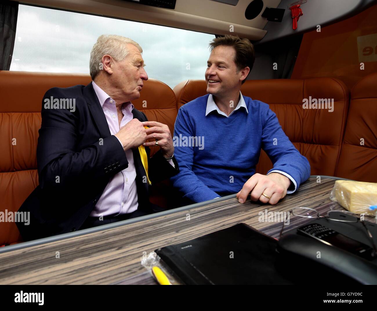 Liberal Democrats leader Nick Clegg (right) talks with Lord Ashdown ...