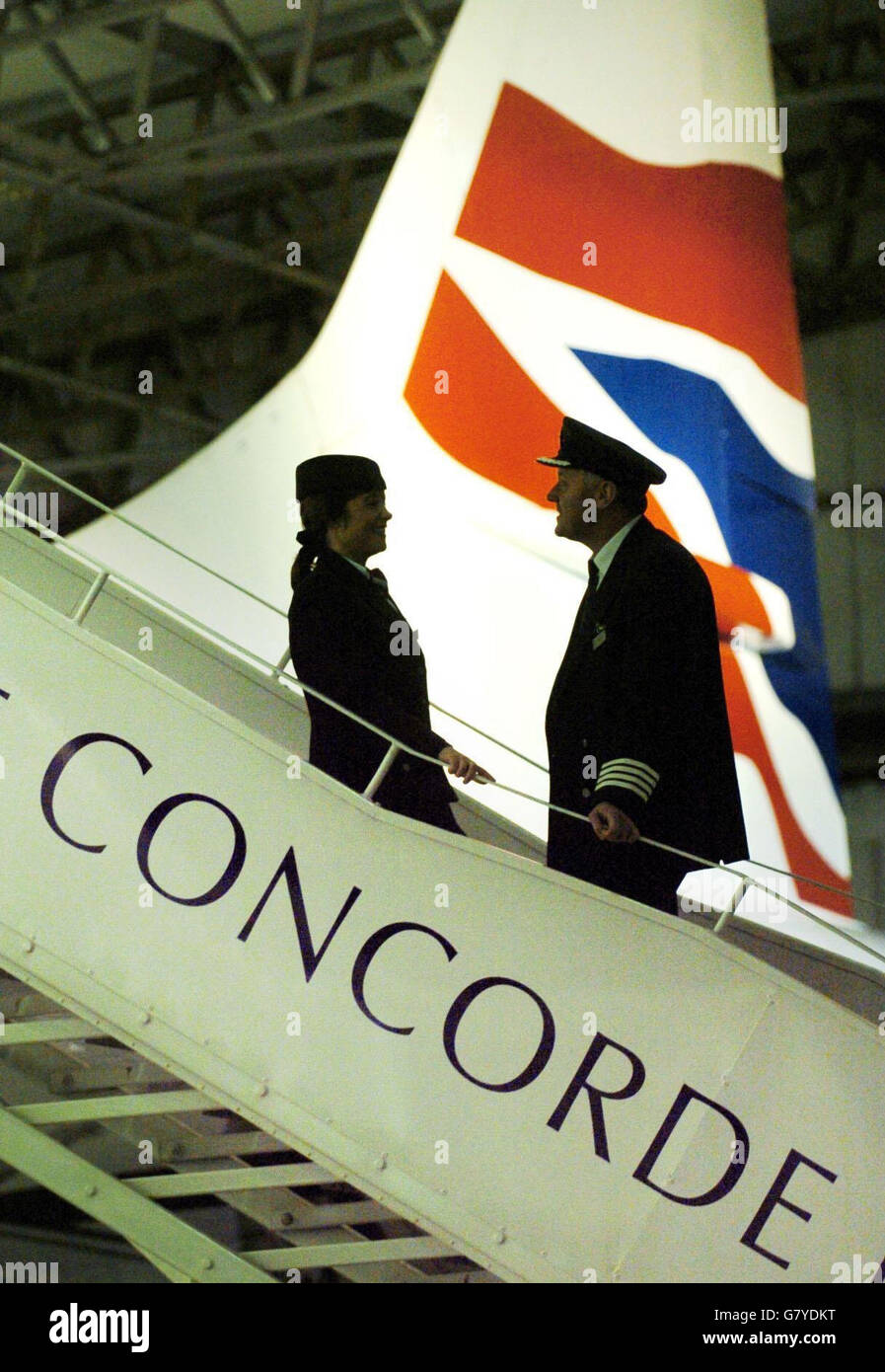 Captain Andy Baillie and Cabin crew Amanda Luchman with one of the few ...