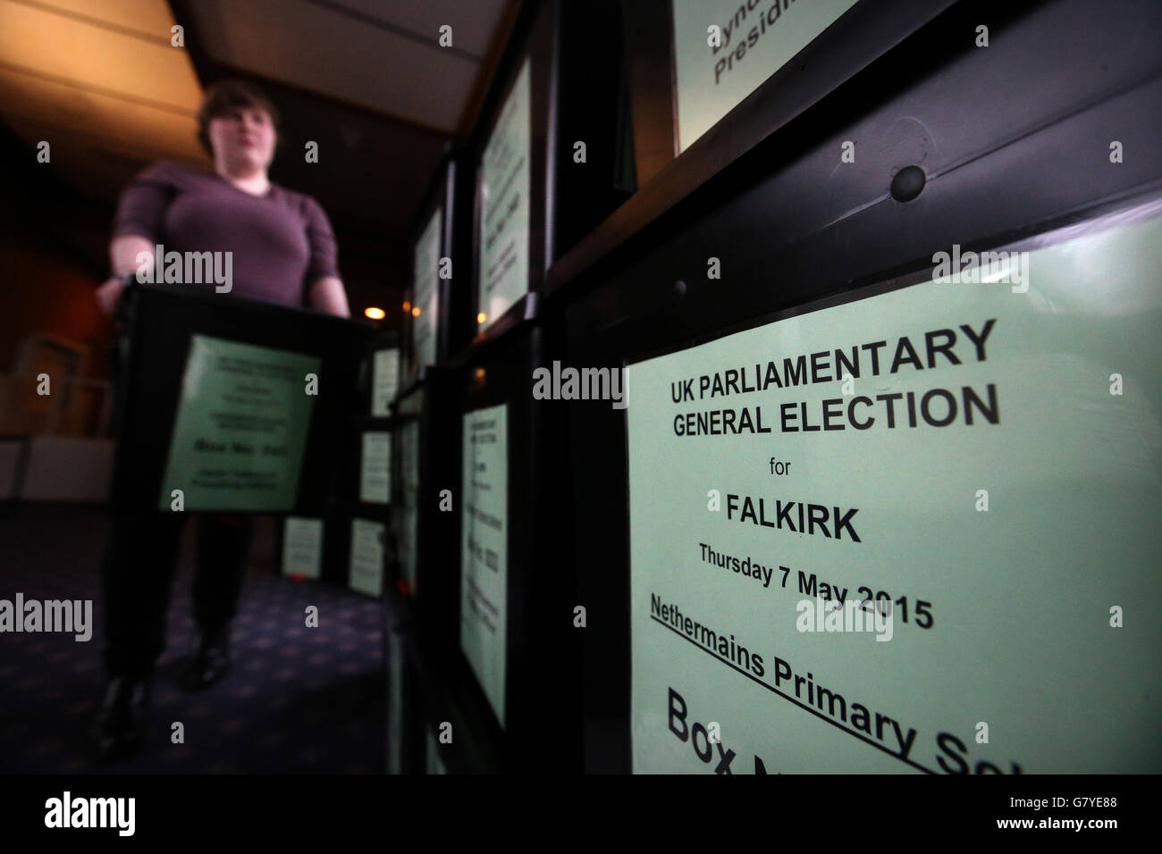 Robin Tate from the Falkirk Council election team prepares ballot boxes ...