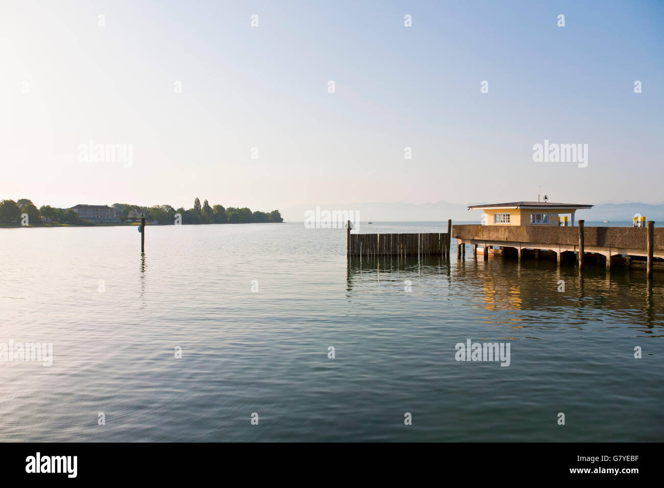 Shipping pier in Langenargen, Bodensee, Lake Constance, Baden ...