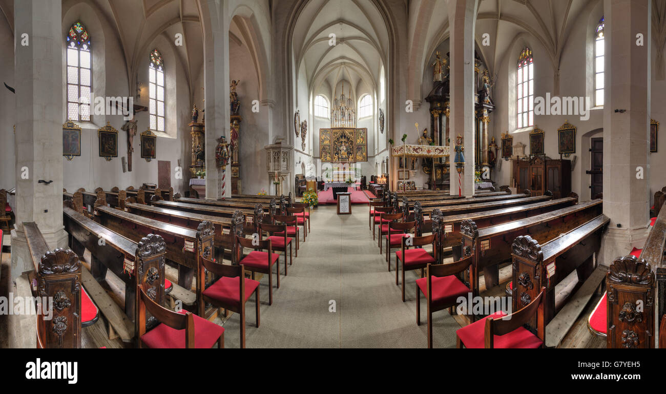 Interior view, altar, Maria Laach pilgrimage church, Wachau Region ...