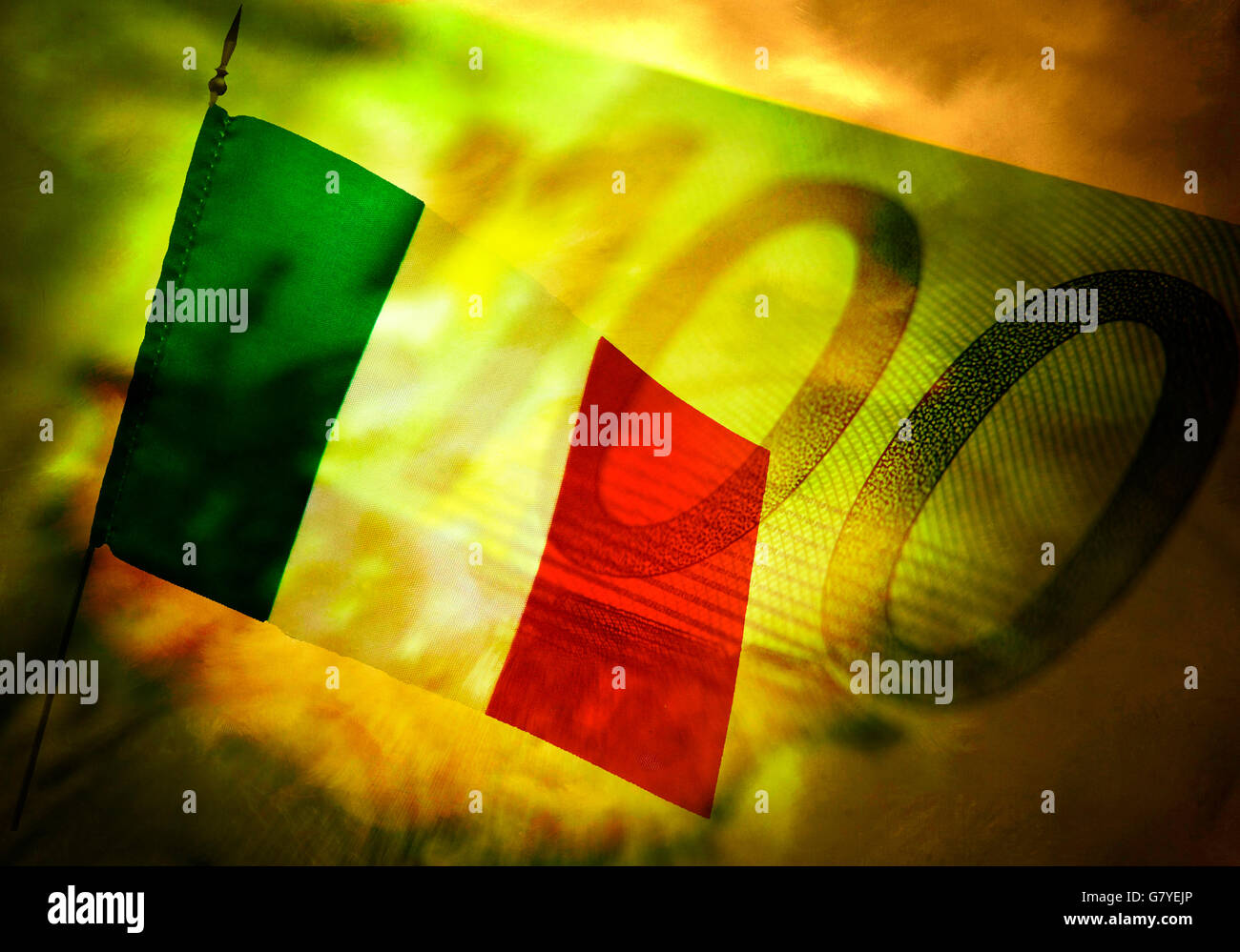 Italian flag and euro banknote, illustration Stock Photo - Alamy