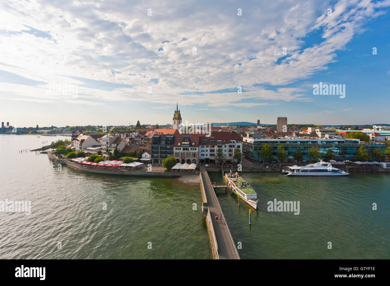 View of Friedrichshafen, waterfront promenade, harbor, Bodensee, Lake ...