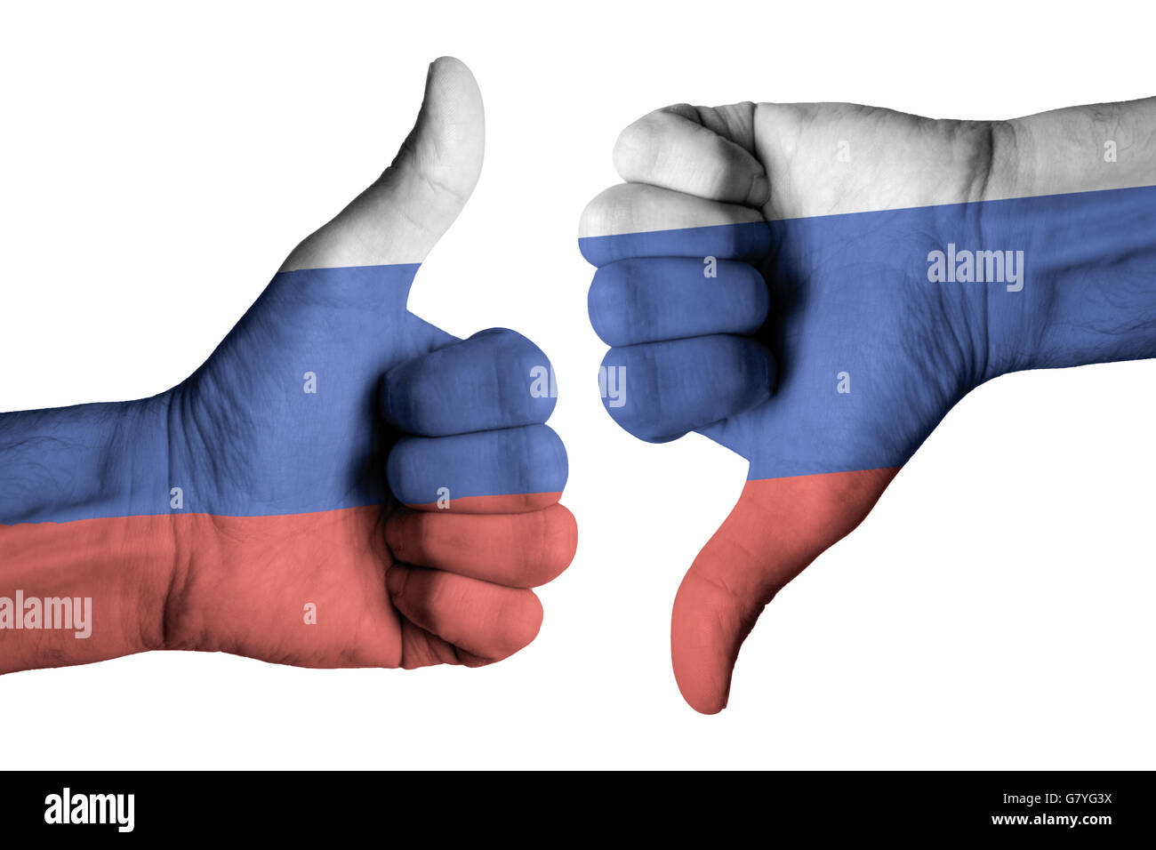 Russian flag on human male hands Stock Photo - Alamy