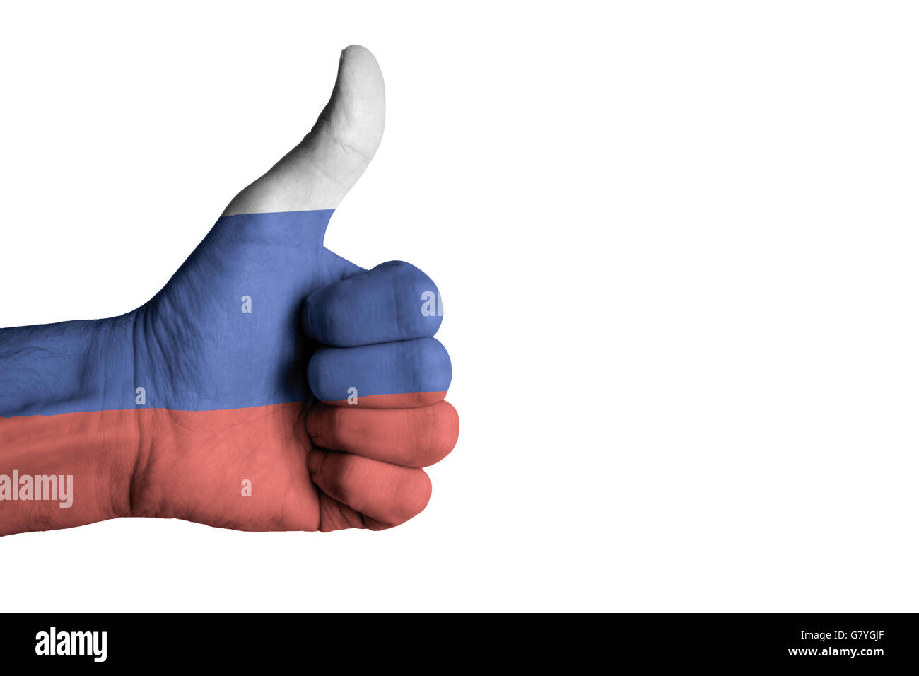 Russian flag on human male hand Stock Photo - Alamy