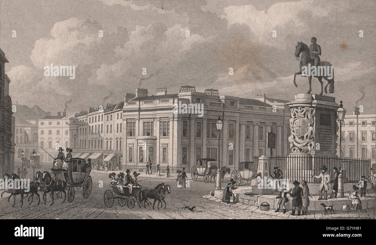 CHARING CROSS. Street view. London. SHEPHERD, antique print 1828 Stock ...