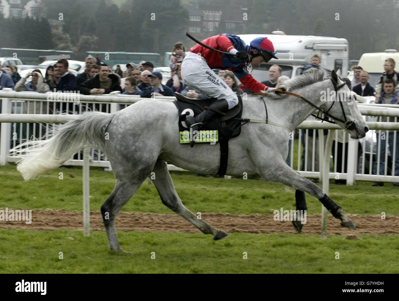 Holland Park and jockey Joe Tizzard sprints for the line to win Stock ...