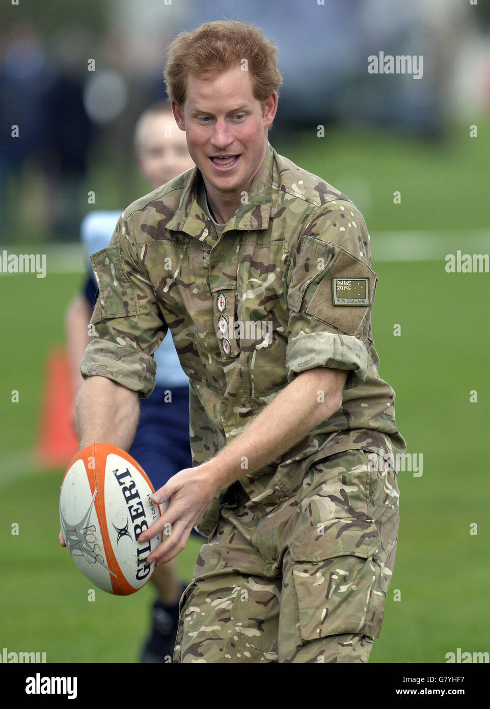 Prince Harry plays touch rugby with local children at Linton Military ...