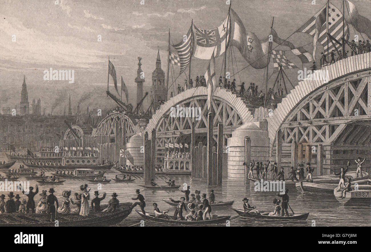 NEW LONDON BRIDGE. Lord Mayor's procession passing underneath. SHEPHERD ...