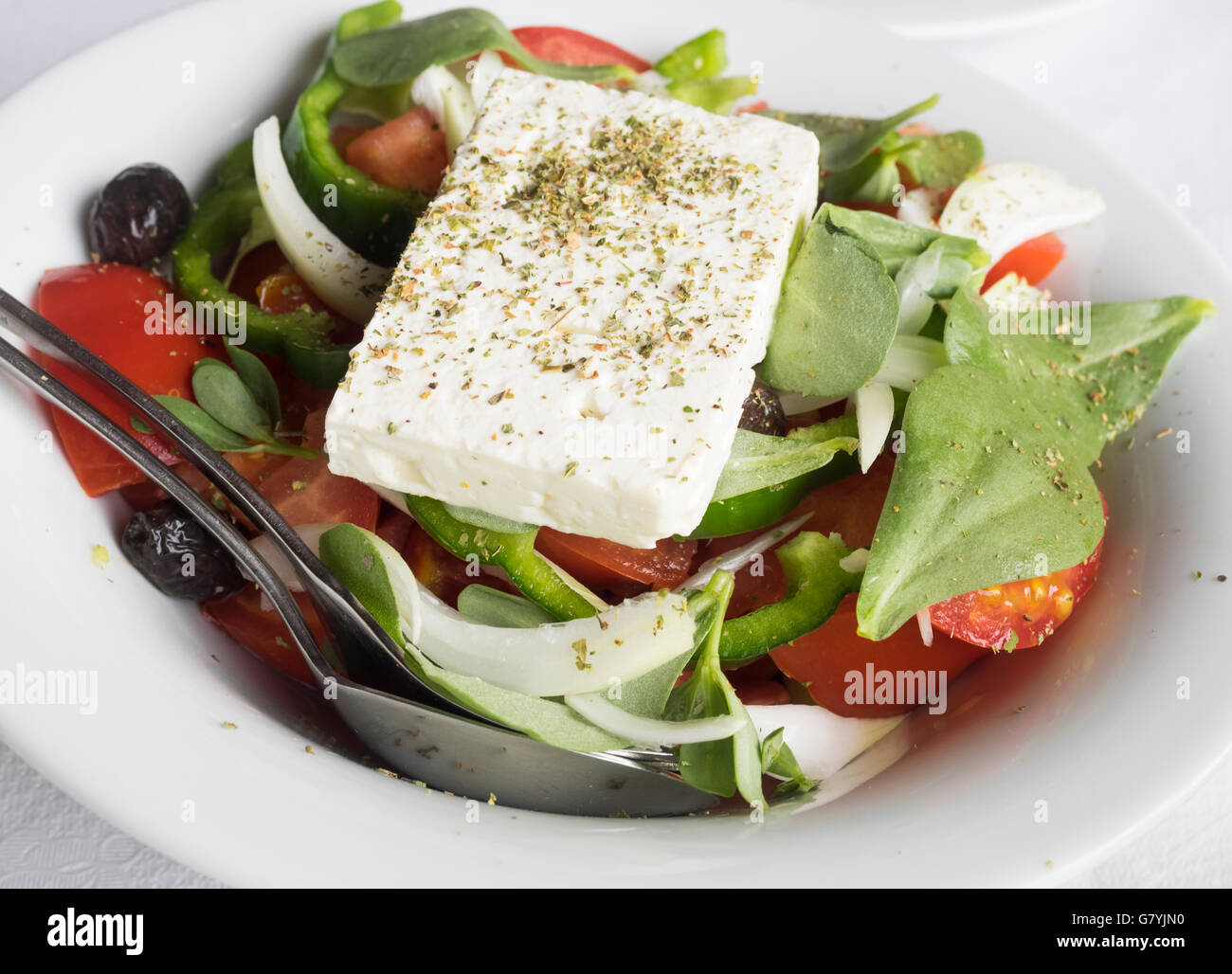 Greek salad horiatiki feta hi-res stock photography and images - Alamy