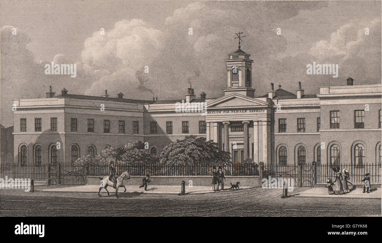 WESTMINSTER. Asylum for female Orphans. London. SHEPHERD, antique print ...
