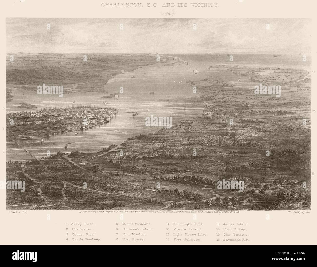 AMERICAN CIVIL WAR. Charleston, South Carolina & vicinity, antique ...
