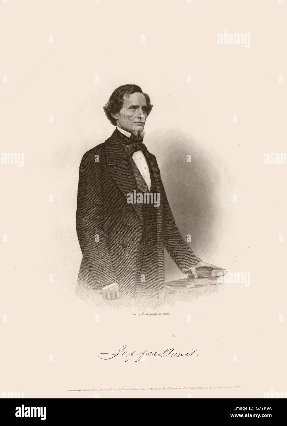 AMERICAN CIVIL WAR. Portrait of Jefferson Davis. Politics, antique ...