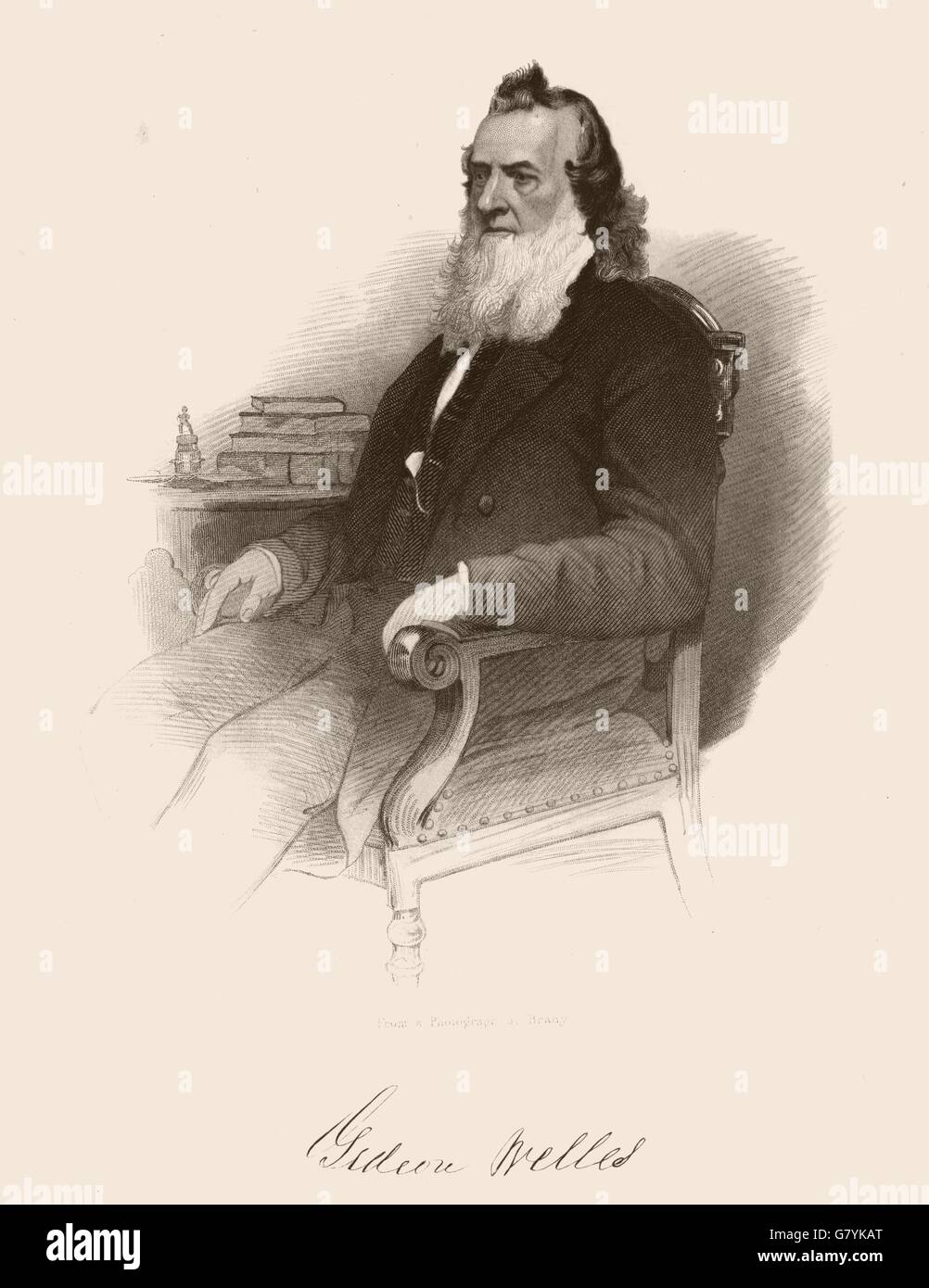 AMERICAN CIVIL WAR. Portrait of Gideon Welles, antique print 1864 Stock ...