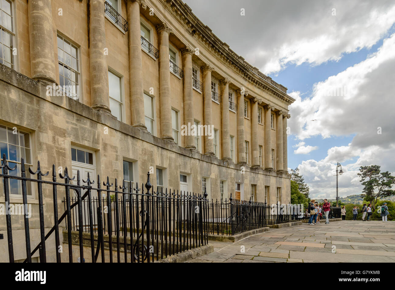 Bath, UK - August 15, 2015: The famous Royal Crescent building in Bath ...
