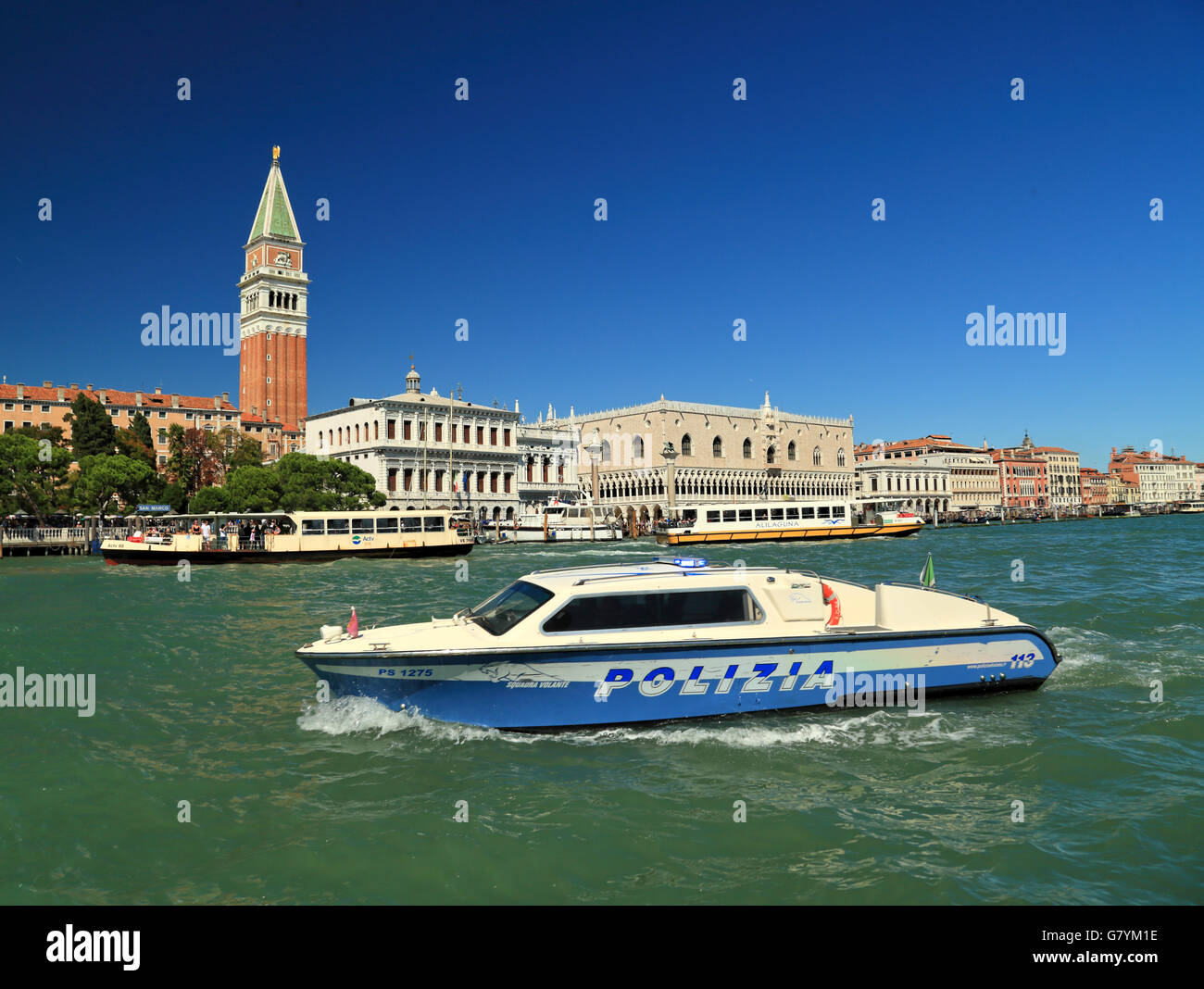 Venetian water police boat, Venice Stock Photo - Alamy
