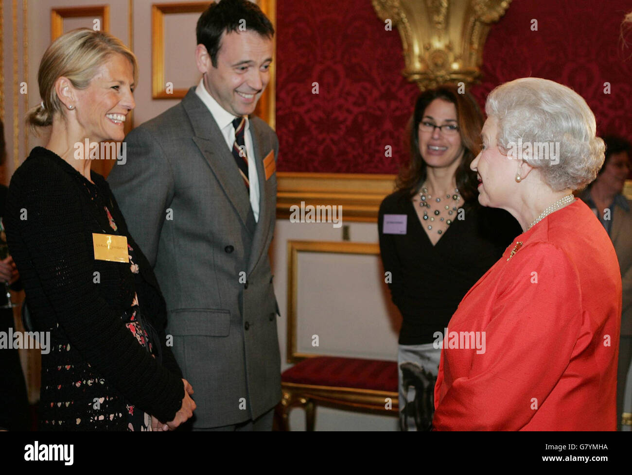 Queen Elizabeth II meets Ulrika Jonsson (left) and her husband Lance ...