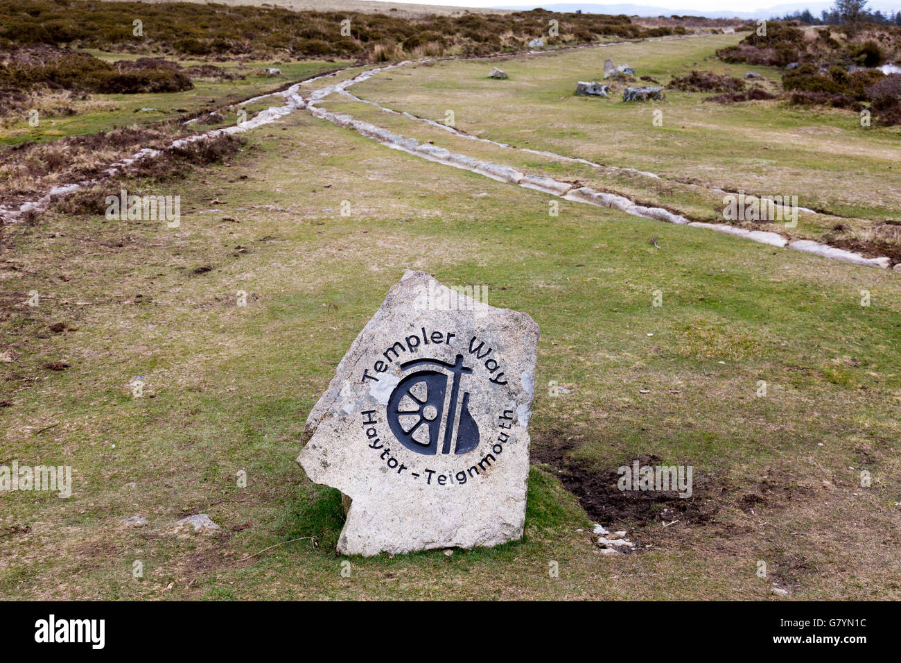 The uncovered remains of a Haytor tramway 'junction' on the Templer Way ...