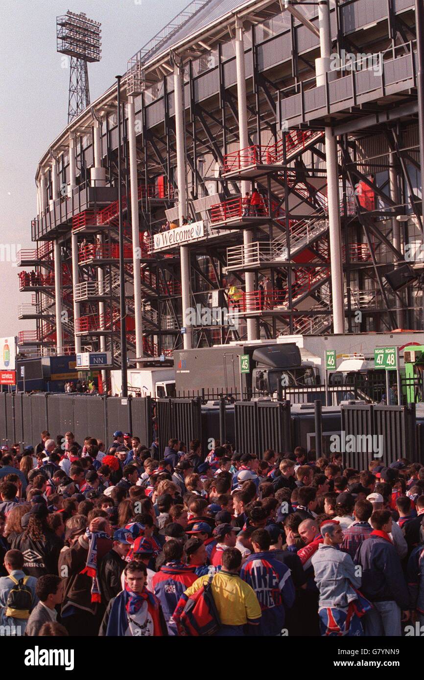 Paris saint germain fans at the uefa cup winners cup final hi-res stock ...