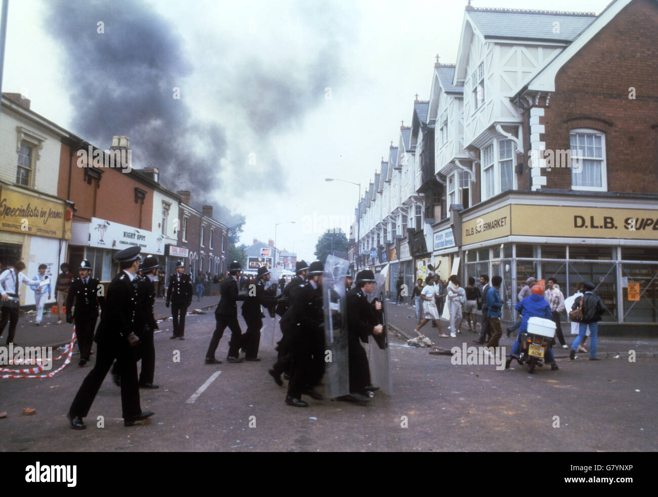 Crime - 1985 Handsworth Riots - Lozells Road, Birmingham Stock Photo ...