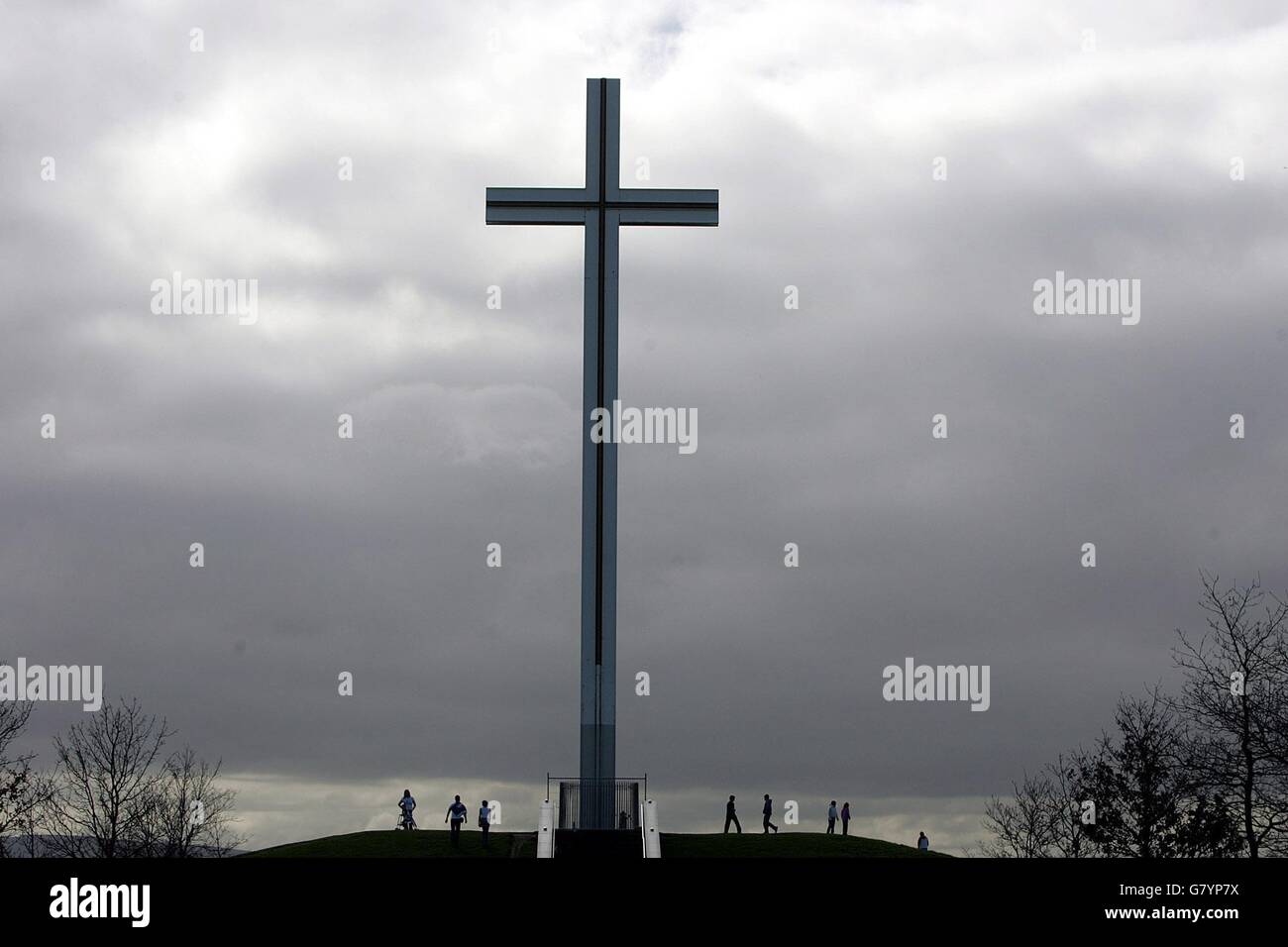 Pilgrims gather at the foot of the Papal Cross in Phoenix Park, on ...