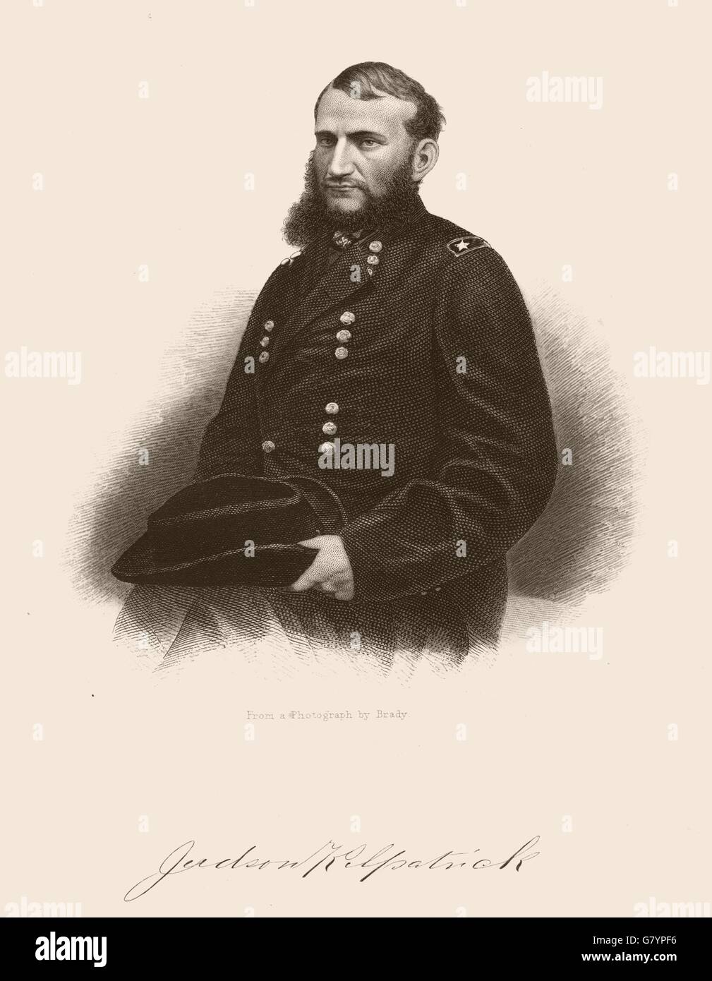 AMERICAN CIVIL WAR. Portrait of General Kilpatrick, antique print 1864 ...