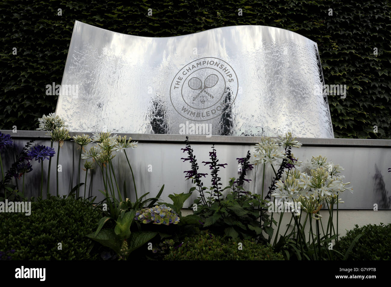 A water feature on day One of the Wimbledon Championships at the All ...
