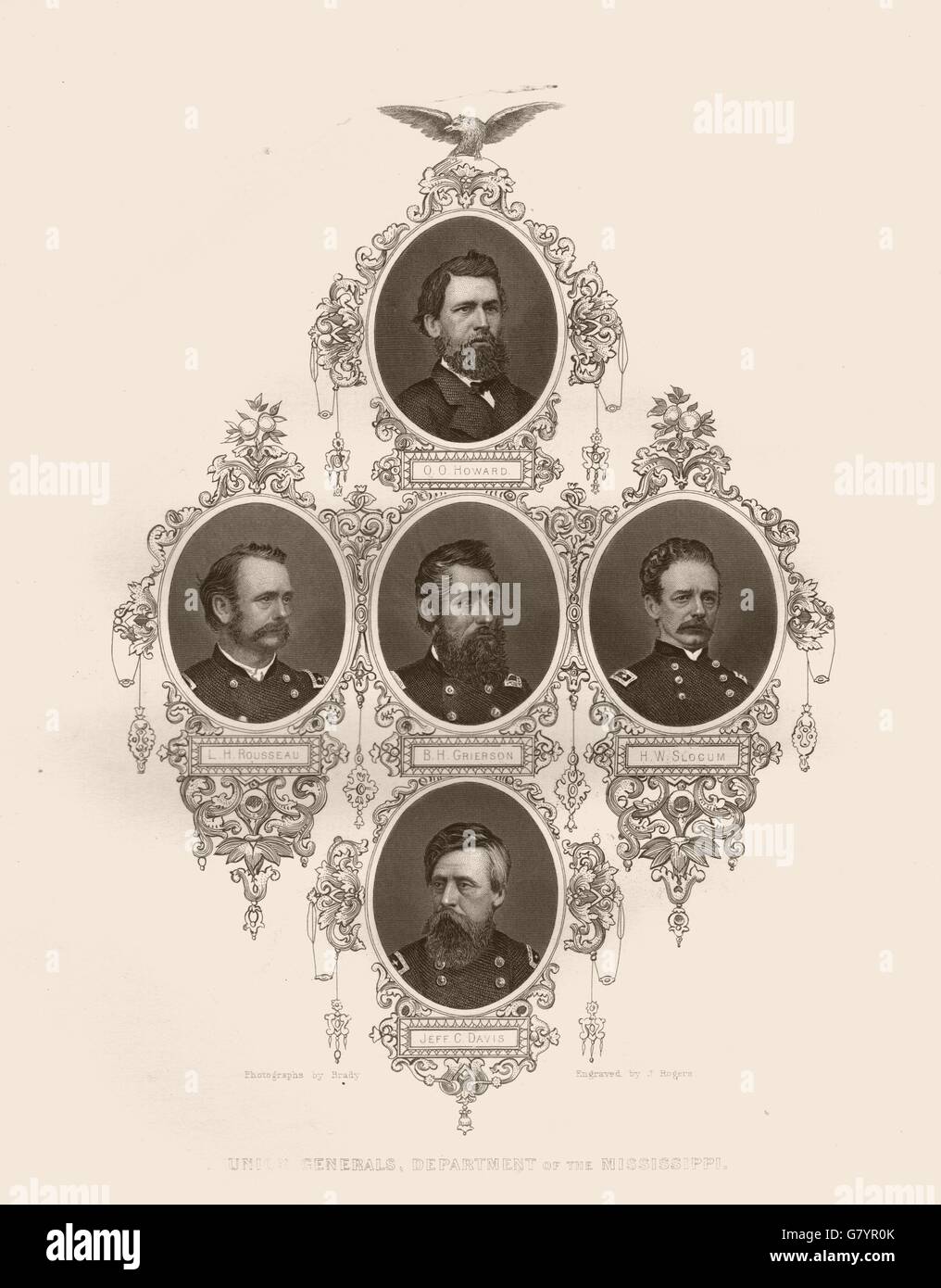 US CIVIL WAR Union Generals Howard Rousseau Grierson Slocum Jefferson ...