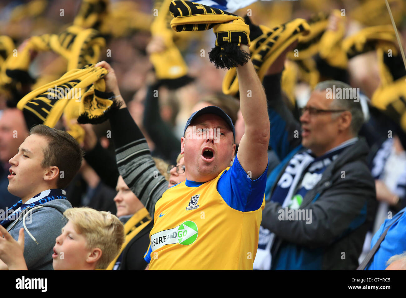 Wycombe Wanderers Fans In The Stands At Wembley Stadium High Resolution ...