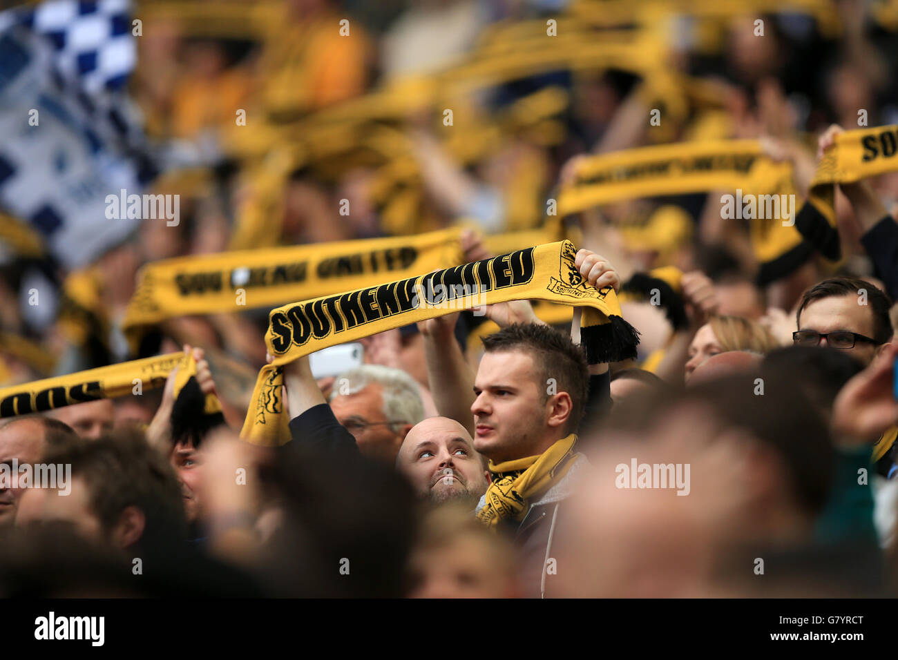 Wycombe Wanderers Fans In The Stands At Wembley Stadium High Resolution ...